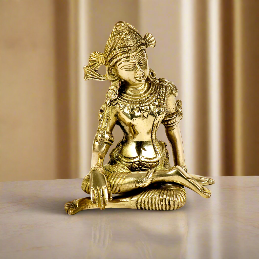 Brass Indra Dev Idol – Handcrafted Hindu God Statue